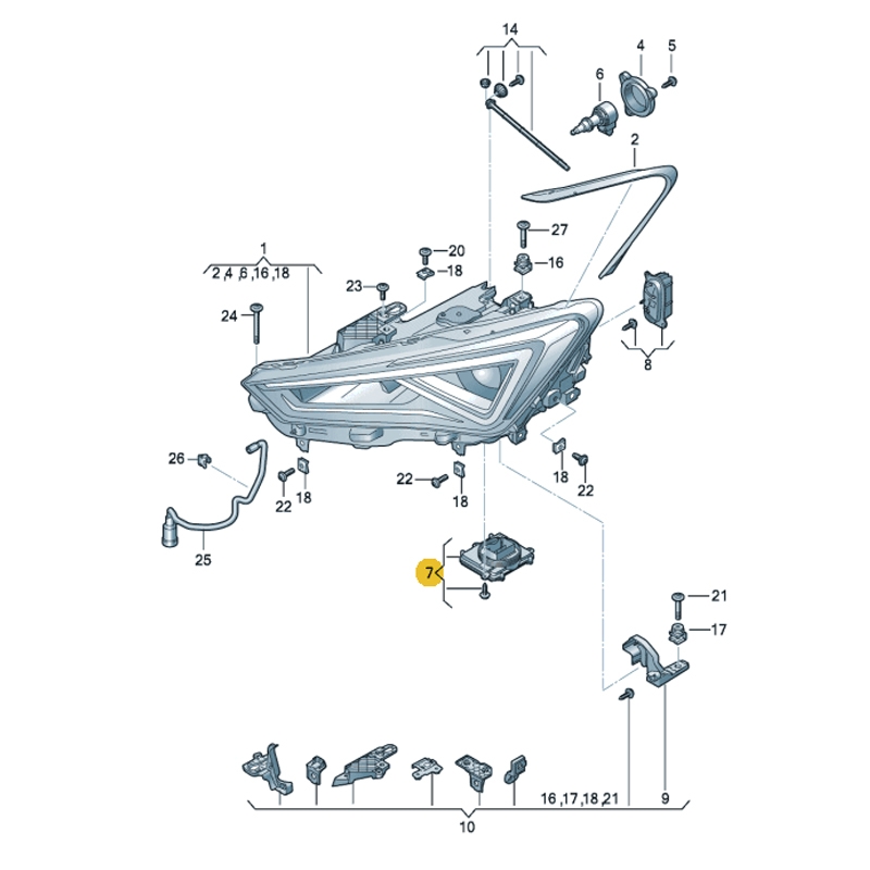 Seat Leon FR 2020-2021 Led Far Beyni 992941571AE 992.941.571.AE