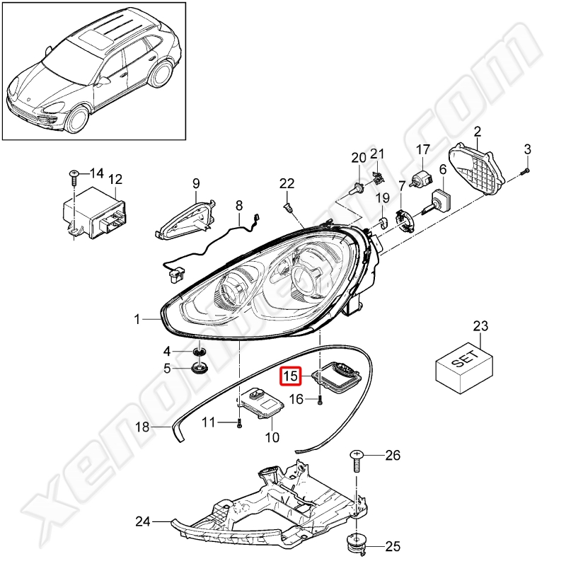 Porsche Cayenne Xenon Far Beyni - 7P5907381B